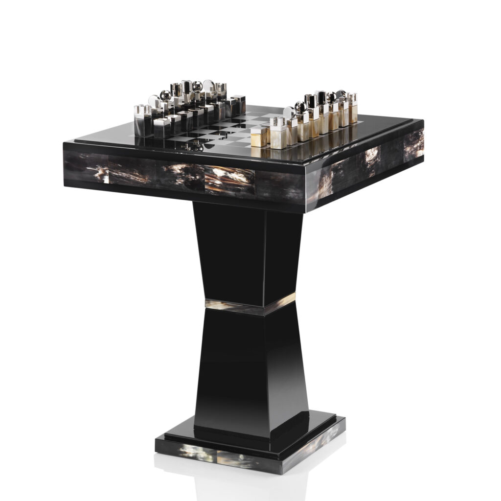 Gaming tables - Alfio chess table in horn and glossy black lacquered ...