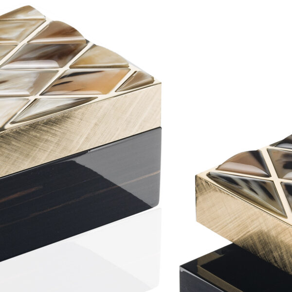Picture frames and boxes - Fedora box in horn and handegraved 24k gold ...