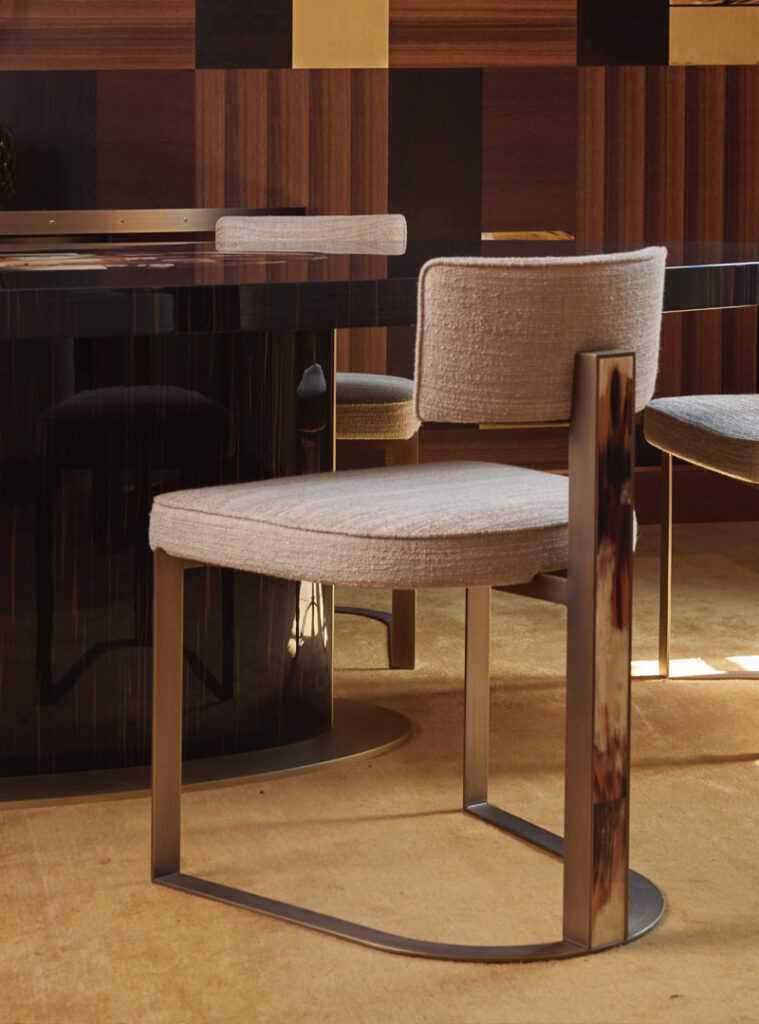 Sofas and seats - Sveva chair in Samsara fabric with horn inlays mod ...